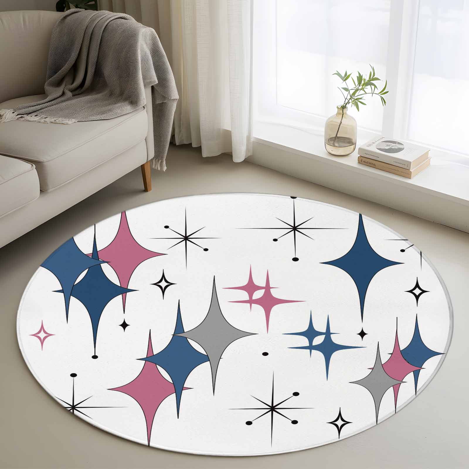 Area Rug 48in, Medieval Geometric European Rhombus Floor Carpet Living ...