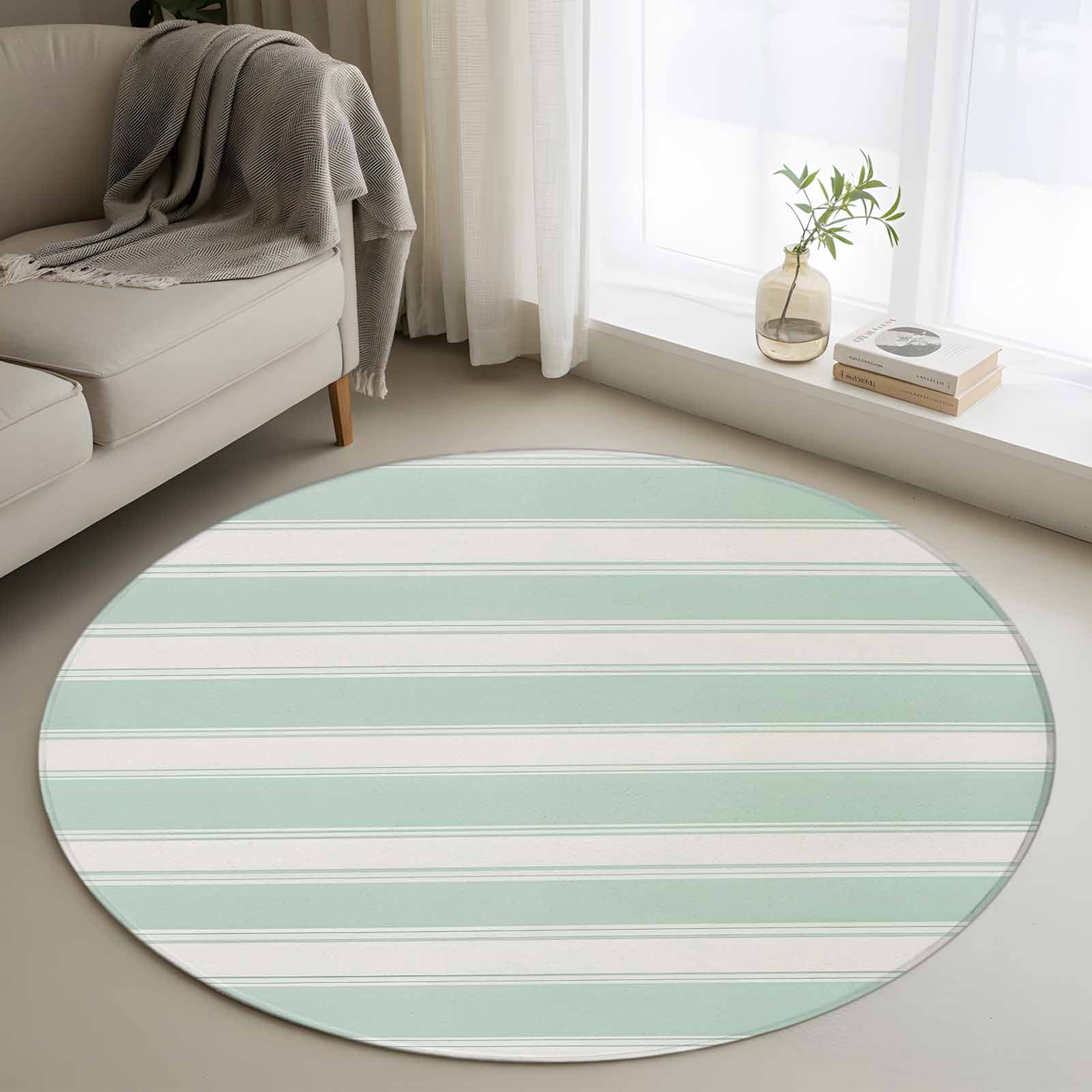 Area Rug 48in, Modern Minimalist Light Green Floor Carpet Living Room ...