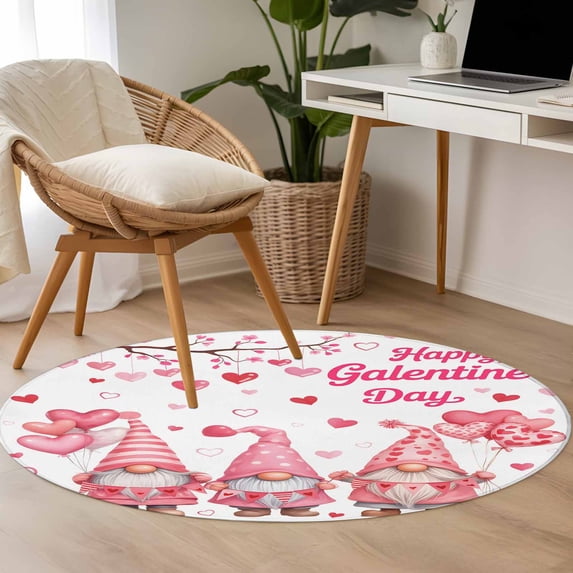 Area Rug 48in, Pink Gnome Sweet Love Heart Floor Carpet Living Room Rug ...