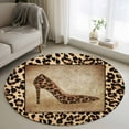 Area Rug 48in, Retro Leopard Shoes Theme Floor Carpet Living Room Rug ...