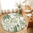 Area Rug 48in, Retro Tropical Forest Scene Floor Carpet Living Room Rug ...