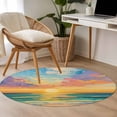 Area Rug 48in, Seaside Beach Sunset Impressionist Style Floor Carpet ...