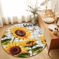 Area Rug 48in, Spring Gradient Yellow Sunflower Floor Carpet Living ...