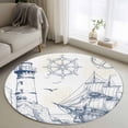 Area Rug 48in, Summer Coastal Retro Lighthouse Floor Carpet Living Room ...