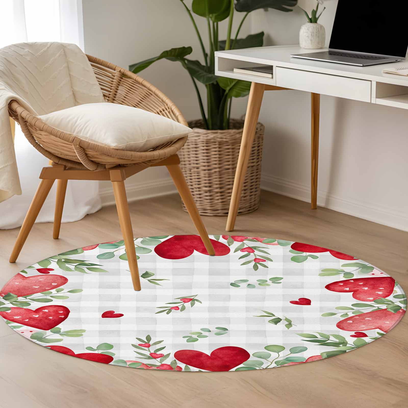 Area Rug 48in, Valentine's Day Red Heart Floor Carpet Living Room Rug ...