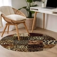 Area Rug 48in, Vintage Leopard Print Floor Carpet Living Room Rug ...