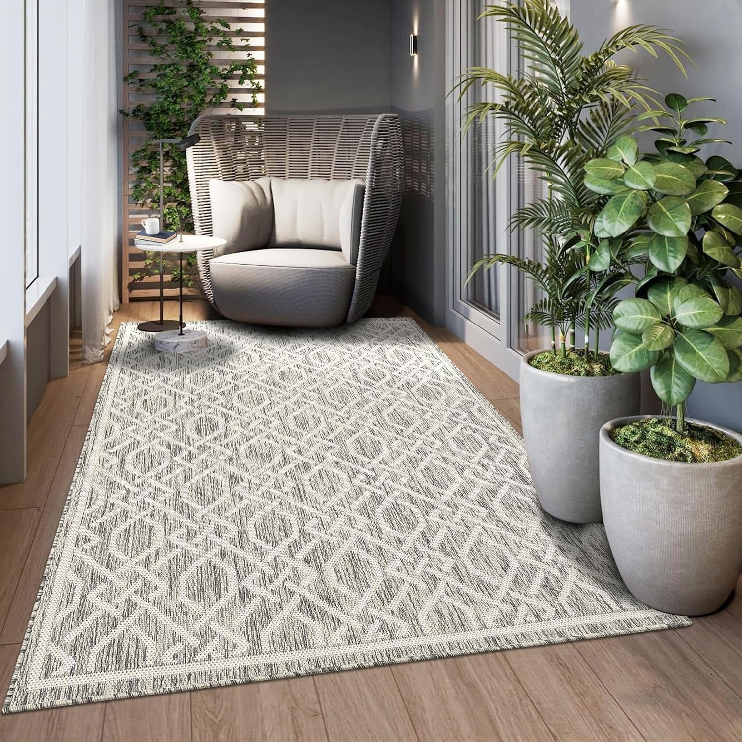 Area Rug 4x5'3 Modern Indoor Outdoor Rug Waterproof Patio Rug Camping ...