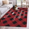 Area Rug 4x6 Ft, Christmas Crown Pattern Red and Black Grid Non Slip ...