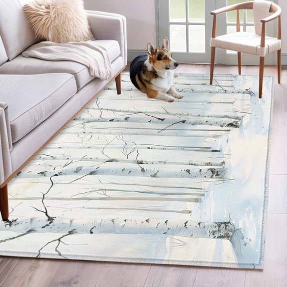Area Rug 4x6 Ft, Christmas Tree Non Slip Area Rugs for Bedroom, White ...
