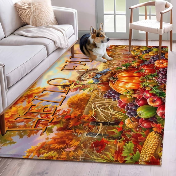 Area Rug 4x6 Ft, Fall Scarecrows Non Slip Area Rugs for Bedroom, Autumn ...