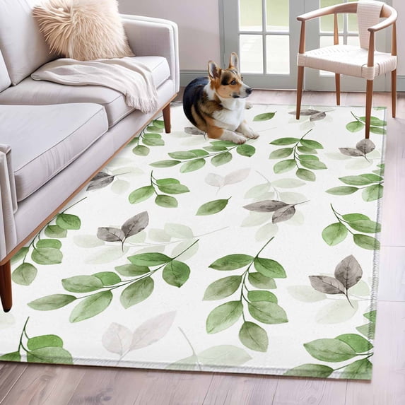 Area Rug 4x6 Ft, Green Botanical Fall Non Slip Area Rugs for Bedroom ...