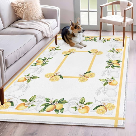 Area Rug 4x6 Ft, Lemon Yellow Non Slip Area Rugs for Bedroom, Modern ...