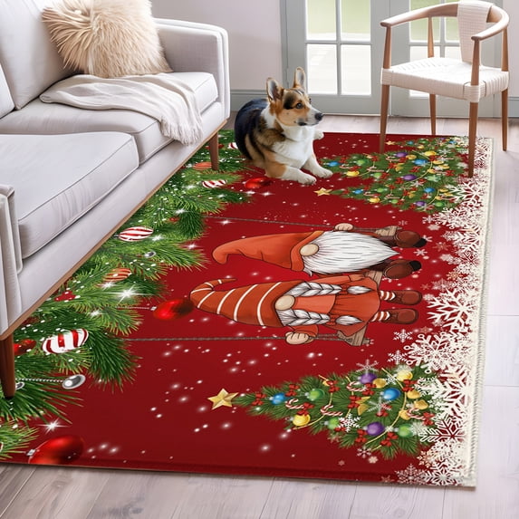 Area Rug 4x6 Ft, Red Gnomes Christmas Non Slip Area Rugs for Bedroom ...