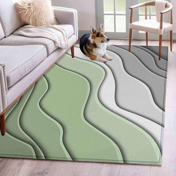 Area Rug 4x6 Ft, Sage Green Grey Ombre Non Slip Area Rugs for Bedroom ...