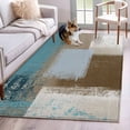 Area Rug 4x6 Ft, Teal Blue Non Slip Area Rugs for Bedroom, Brown White ...