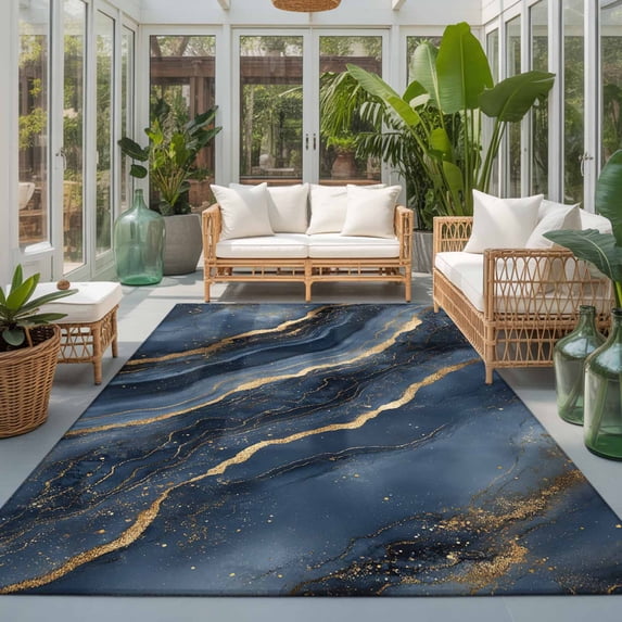 Area Rug 4x6ft, Abstract Marble Washable Rugs for Living Room Bedroom ...
