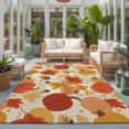 Area Rug 4x6ft, Autumn Orange Pumpkin Watercolor Maple Leaves Washable ...