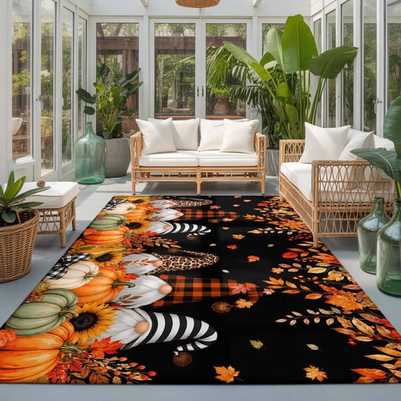 Area Rug 4x6ft, Autumn Thanksgiving Pumpkins Washable Rugs for Living ...