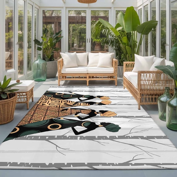 Area Rug 4x6ft, Black African Women Washable Rugs for Living Room ...