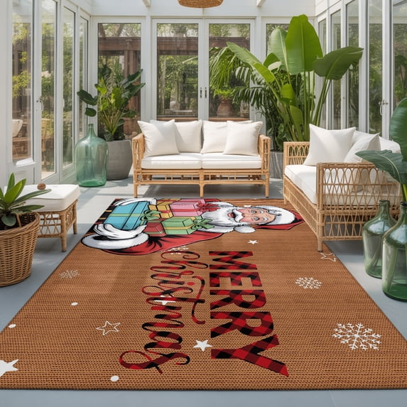 Area Rug 4x6ft, Christmas Santa Clause Washable Rugs for Living Room ...