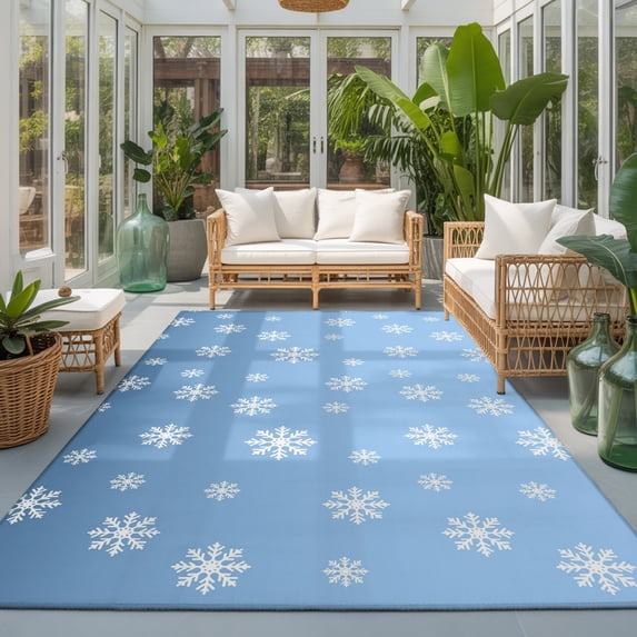 Area Rug 4x6ft, Christmas Snowflakes Winter Falling Snow Washable Rugs ...
