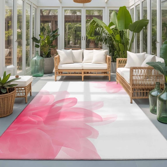 Area Rug 4x6ft, Gradient Pink Flower Washable Rugs for Living Room ...