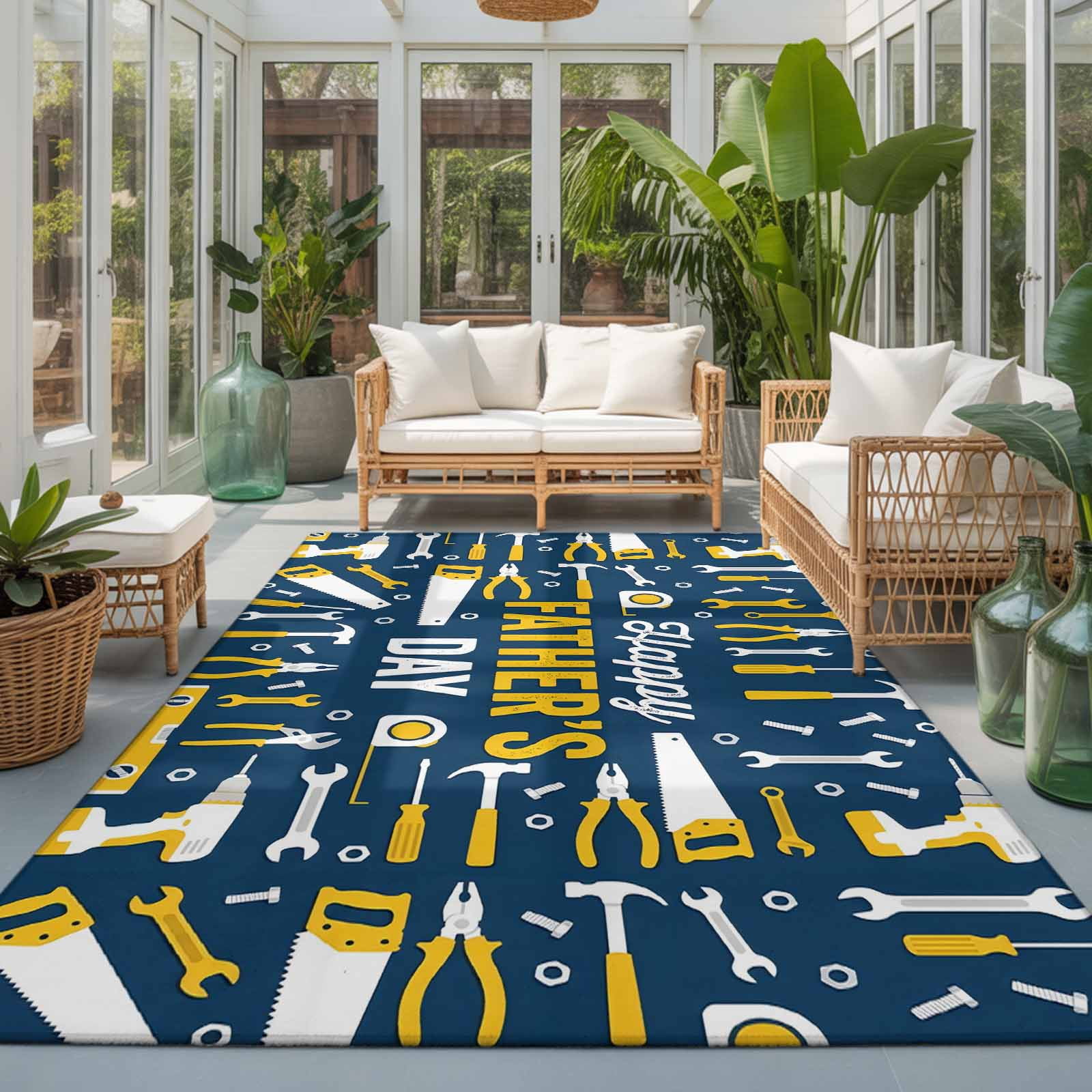 Area Rug 4x6ft, Happy Father's Day Words Washable Rugs for Living Room ...