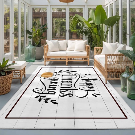 Area Rug 4x6ft, Happy Thanksgiving Words Washable Rugs for Living Room ...