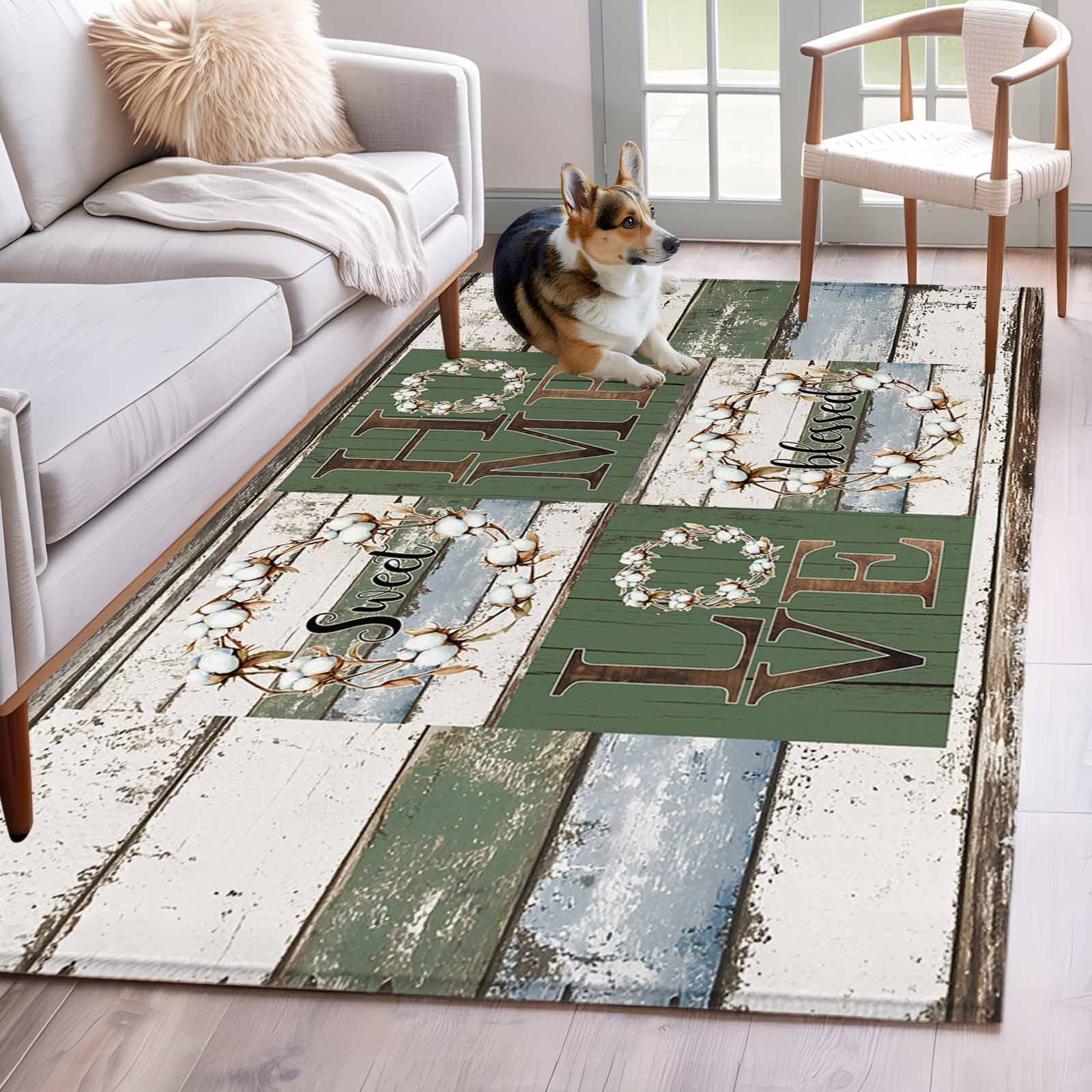 Area Rug 4x6ft, Home Love Words Washable Rugs for Living Room Bedroom ...