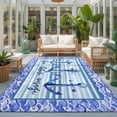 Area Rug 4x6ft, Nautical Anchor Blue Stripe Washable Rugs for Living ...