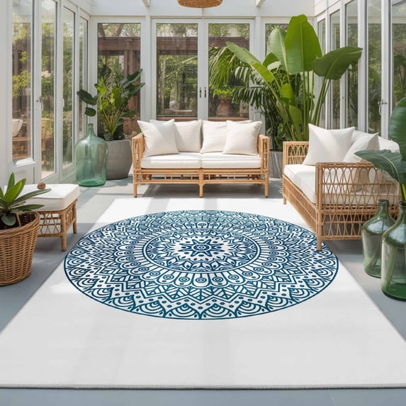 Area Rug 4x6ft, Retro Green Bohemian Pattern Washable Rugs for Living ...