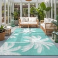Area Rug 4x6ft, Summer Palm Trees Teal Linen Washable Rugs for Living ...