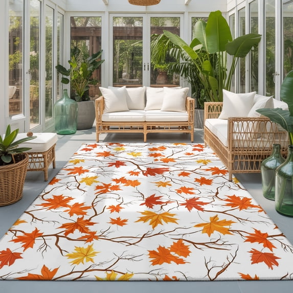 Area Rug 4x6ft, Thanksgiving Maple Leaf Washable Rugs for Living Room ...