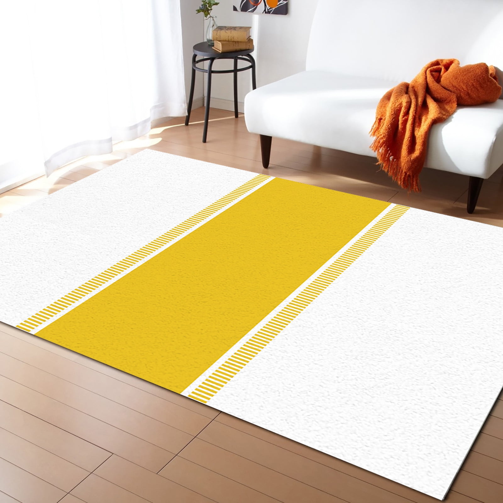 Area Rug 5'x7' Yellow Stripes Washable Area Rugs Non Shedding Floor ...