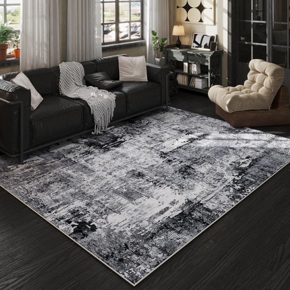 Area Rug 5x7 Washable Rug Boho Soft Abstract Pattern Non-Slip Faux Wool ...