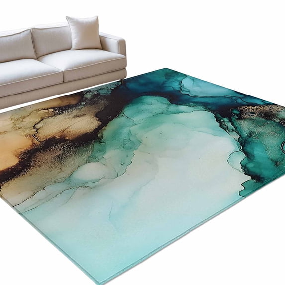 Area Rug 5x7ft Abstract Blue Brown Texture Washable Area Rugs for ...