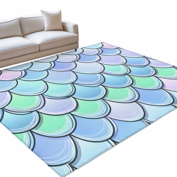 Area Rug 5x7ft Abstract Blue Green Ocean Washable Area Rugs for Living ...