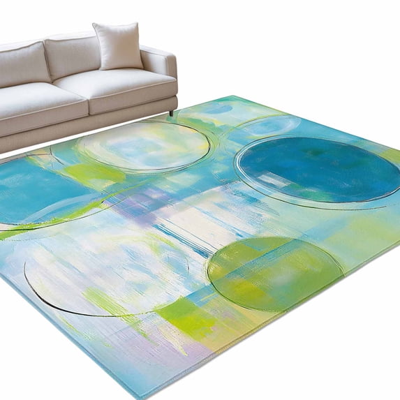 Area Rug 5x7ft Abstract Blue White Green Printing Washable Area Rugs ...
