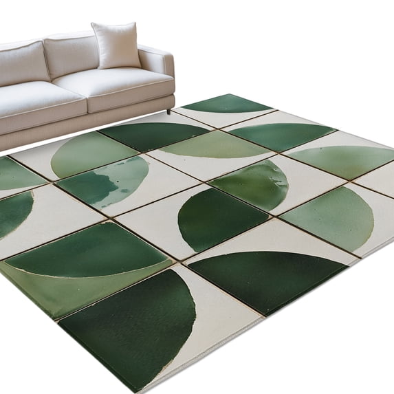 Area Rug 5x7ft Abstract Green Floral Geometric Washable Area Rugs for ...