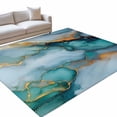 Area Rug 5x7ft Abstract Green Teal Marble Style Washable Area Rugs for ...