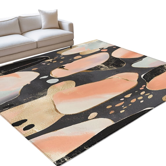Area Rug 5x7ft Abstract Pink Gold Black Washable Area Rugs for Living ...
