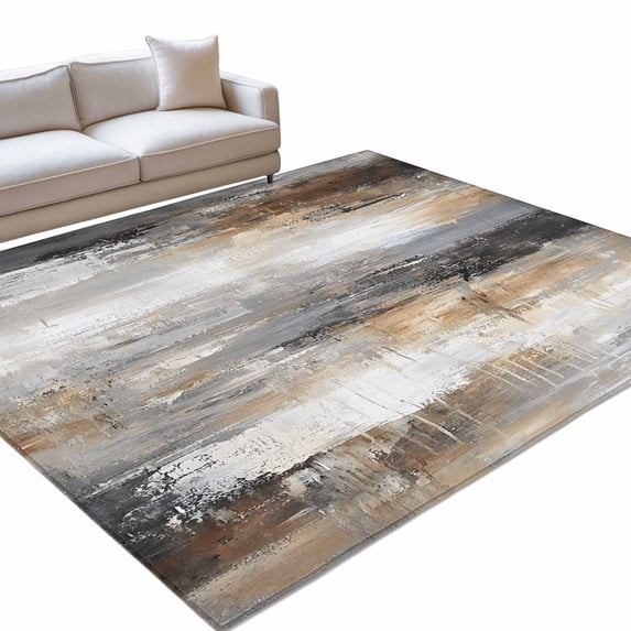 Area Rug 5x7ft Abstract White Ombre Brown Washable Area Rugs for Living ...