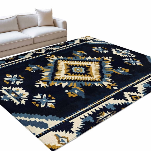 Area Rug 5x7ft Abstract Yellow Blue Geometric Washable Area Rugs for ...