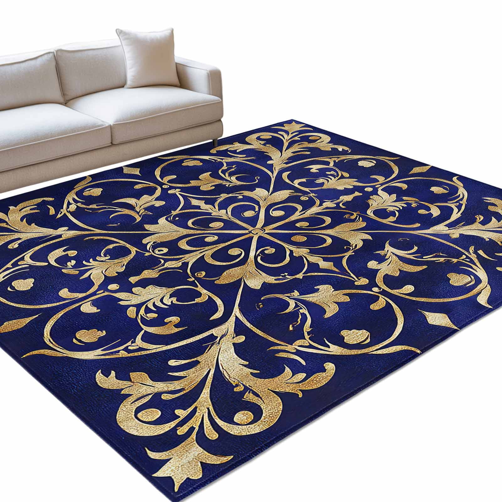 Area Rug 5x7ft Abstract Yellow Floral Washable Area Rugs for Living ...