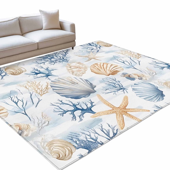Area Rug 5x7ft Beach Marine Life Washable Area Rugs for Living Room ...