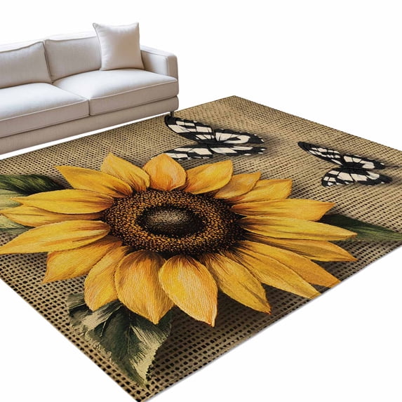 Area Rug 5x7ft Black White Plaid Butterfly Washable Area Rugs for ...