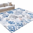 Area Rug 5x7ft Blue Coral Starfish Shell Washable Area Rugs for Living ...