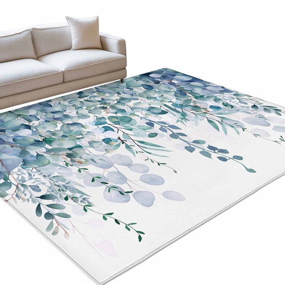 Area Rug 5x7ft Blue Eucalyptus Washable Area Rugs for Living Room ...
