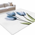 Area Rug 5x7ft Blue Tulip Washable Area Rugs for Living Room Abstract ...