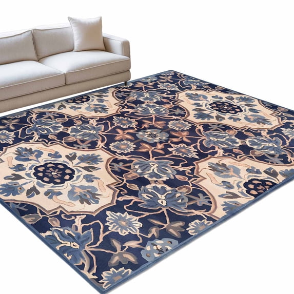 Area Rug 5x7ft Bohe Abstract Gray Flowers Washable Area Rugs for Living ...